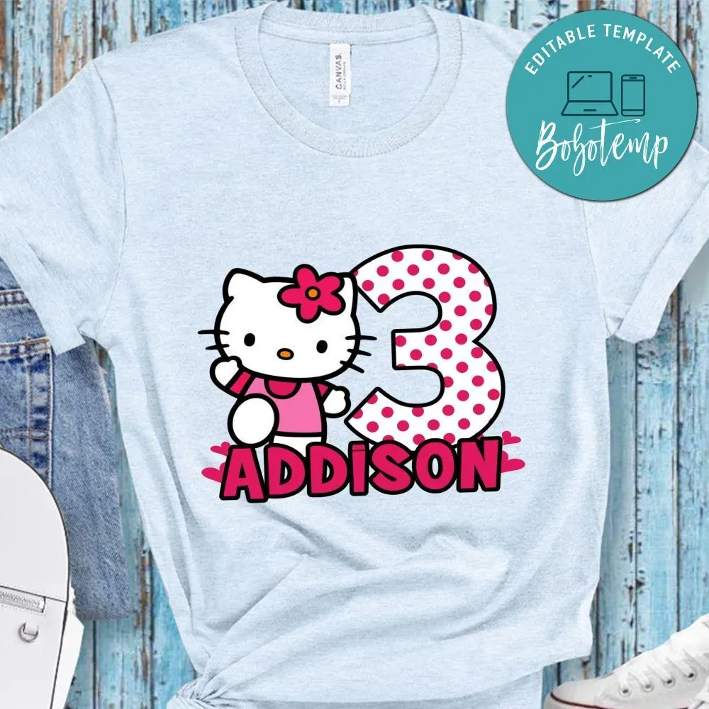 Custom Hello Kitty Birthday Shirt for Girl | Bobotemp