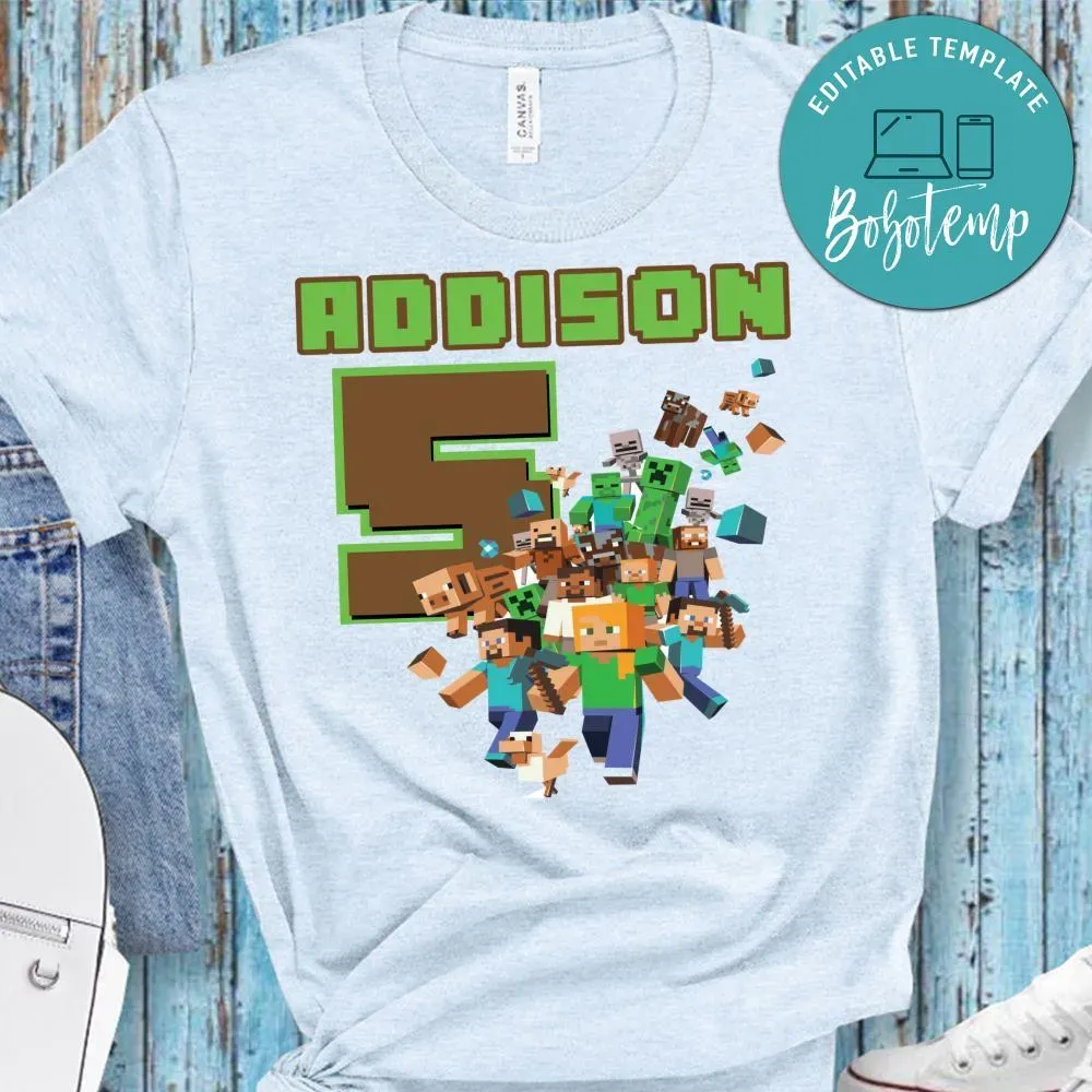 Minecraft Custom Name Birthday PNG file template for Boy | Bobotemp