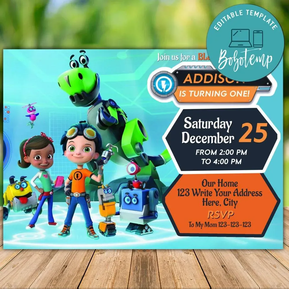 Editable Rusty Rivets Birthday Invitation Instant Download | Bobotemp