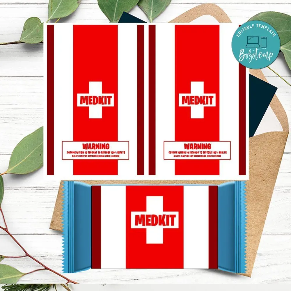 Medkit Candy Bar Wrapper Label Digital File Printable | Bobotemp