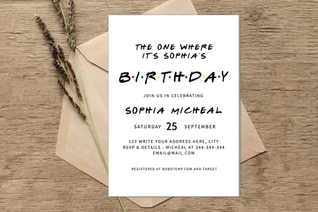 Friends Themed Birthday Party Invitation Bobotemp