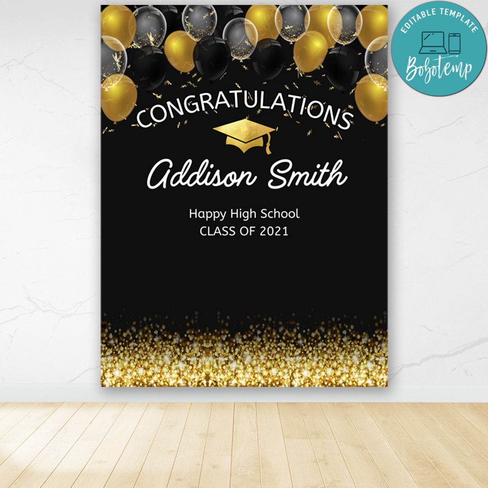 College Graduation Backdrop Digital File Template DIY | Bobotemp