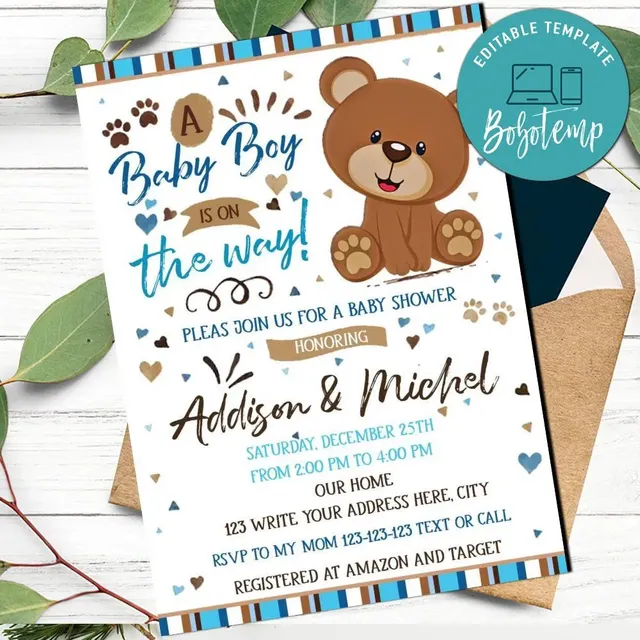 Bear Baby Shower Invitation Invitations Announcements Invitations 