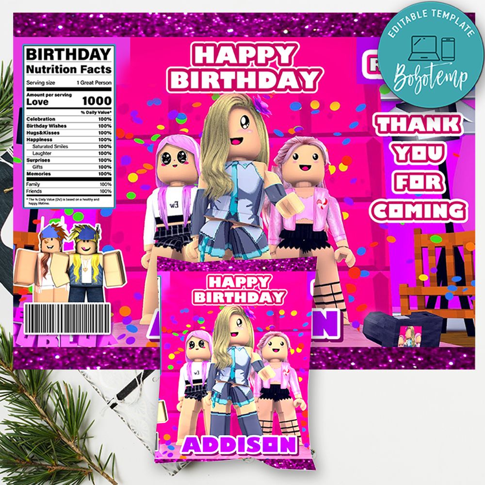 Girl Roblox Chip Bag Digital File Printable Instant Download 