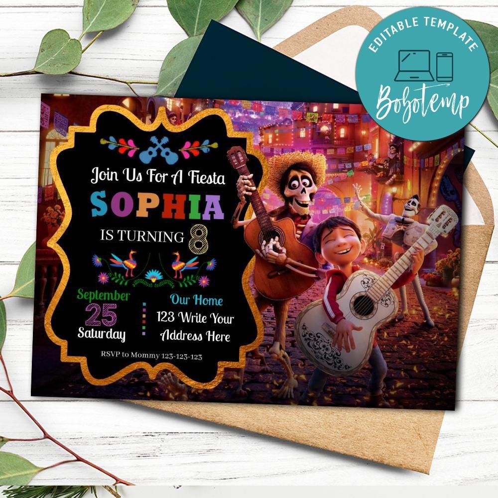 Coco Fiesta Invitation Template to Print at Home | Bobotemp