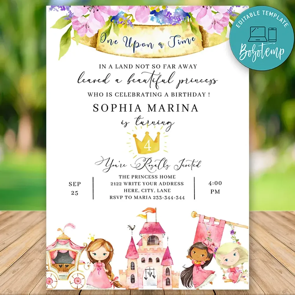 Printable Fairytale Birthday Flyer Instant Download | Bobotemp