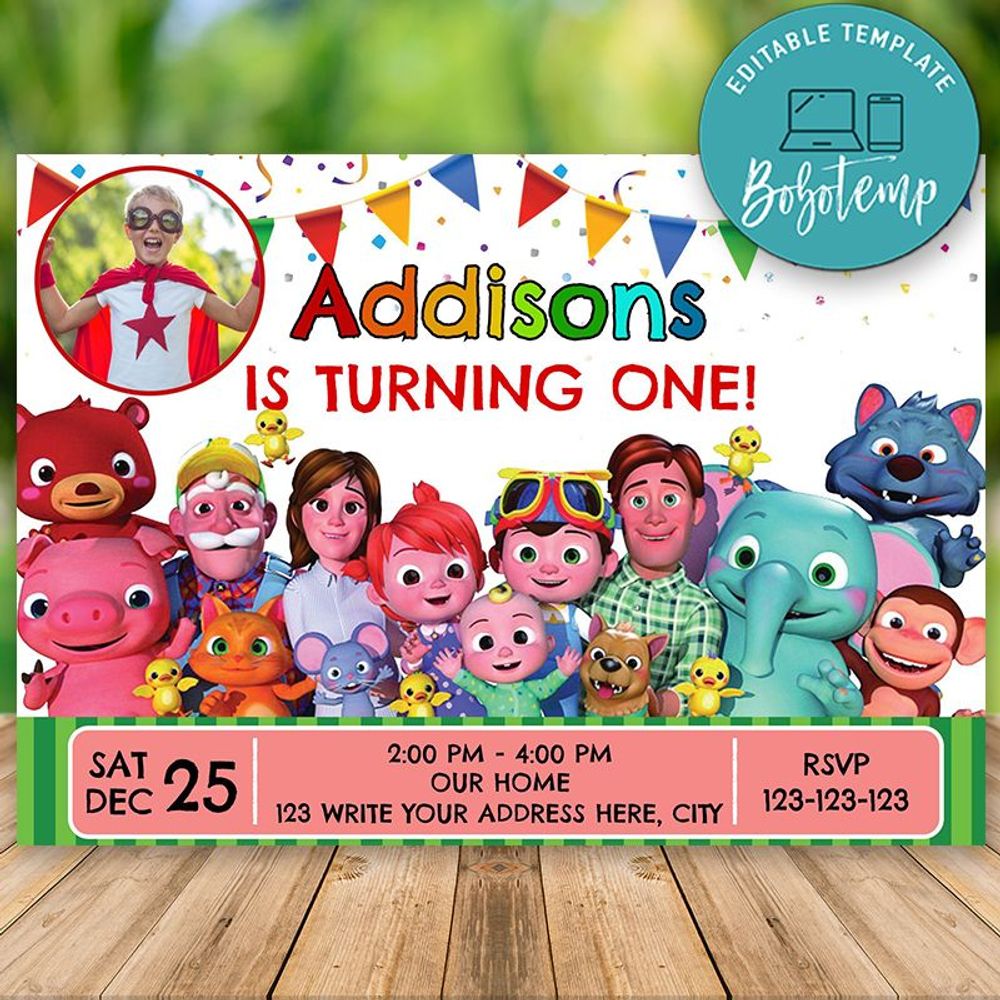 Cocomelon Birthday Invitation Template