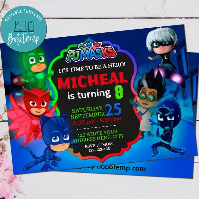 Invitaciones De Pj Mask Invitaciones Pj Masks De Cumpleaños Para