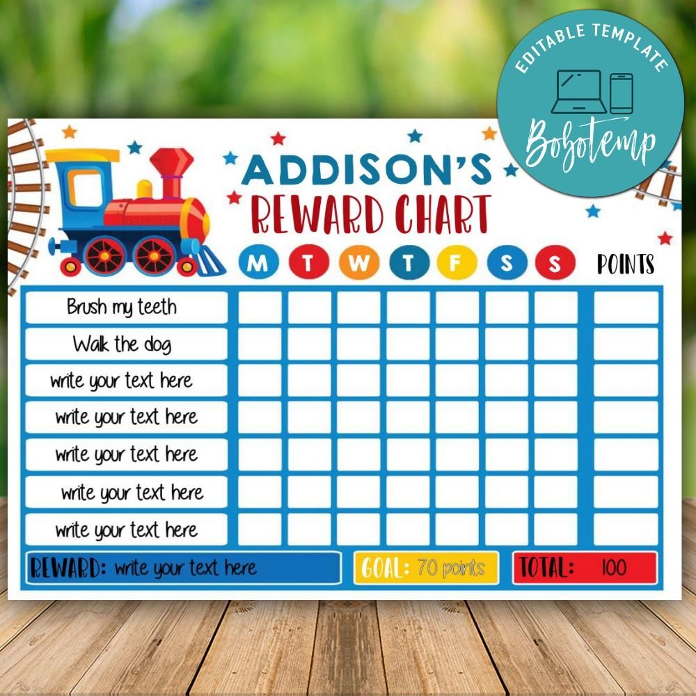 Printable Choo Choo Train Reward Chart Instant Download | Sunmily