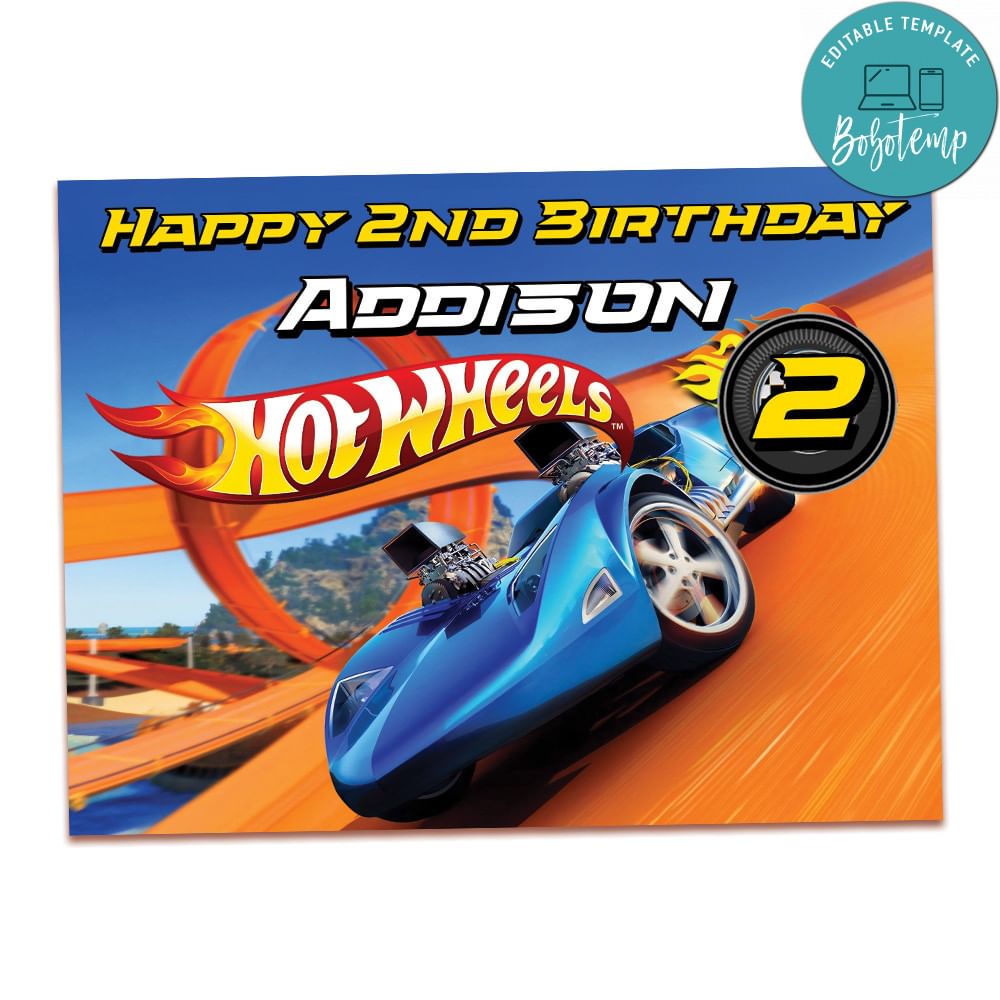 Printable Hot Wheels Birthday Backdrop Digital File DIY | Bobotemp