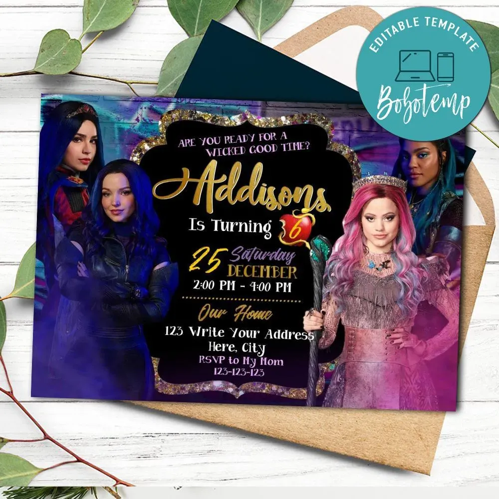 Descendants 3 Invitation Customizable template Instant Download | Bobotemp