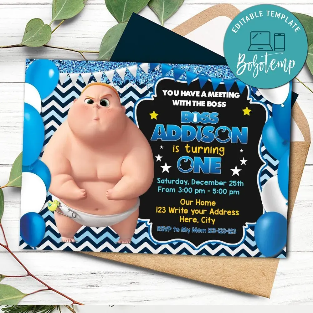 Boss Baby Jimbo Birthday Flyer Template Instant Download | Bobotemp