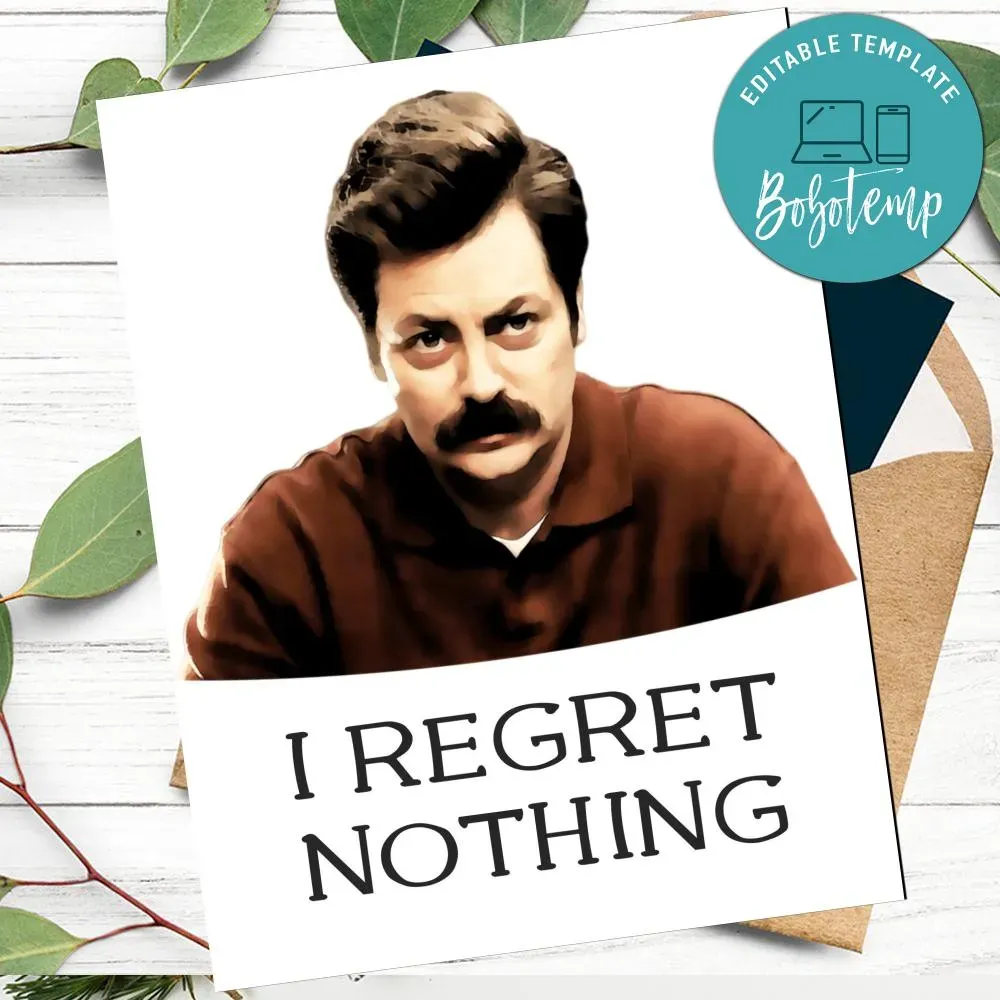 Ron Swanson Funny Anniversary Card To Print At Home DIY Bobotemp