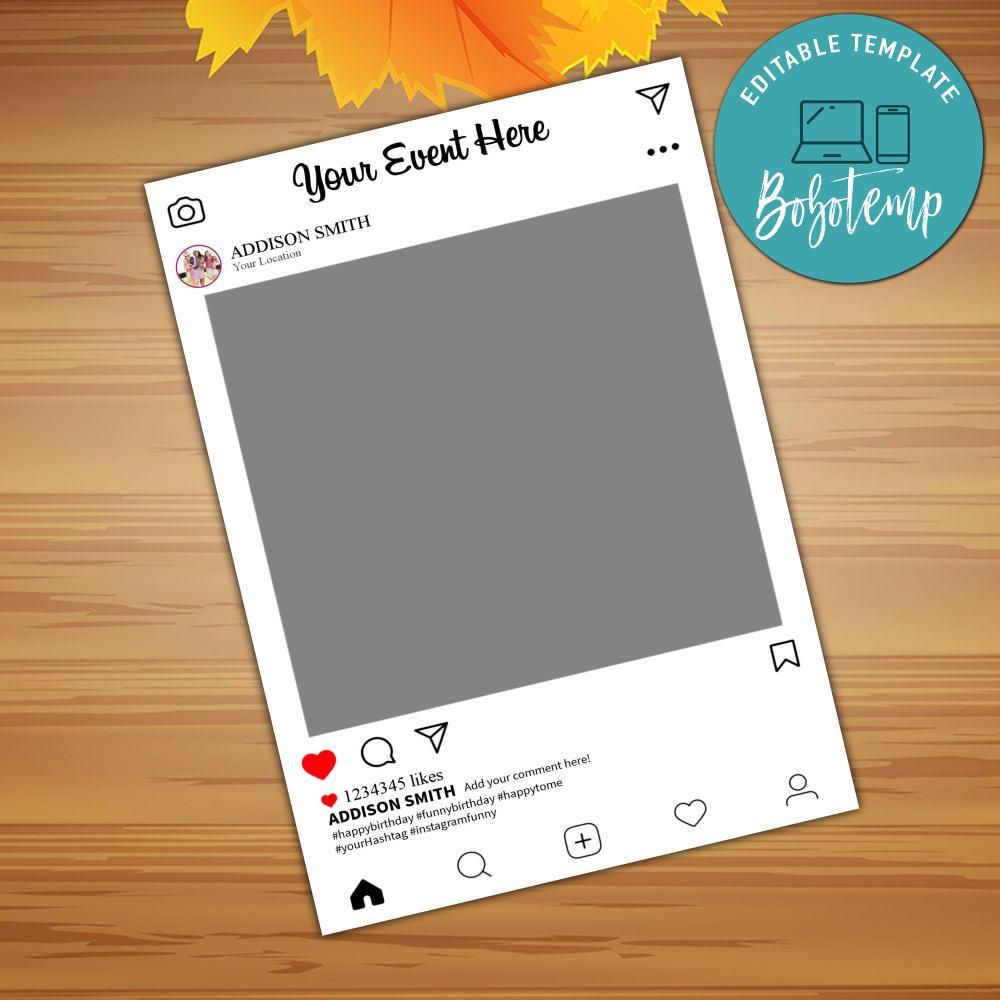 Printable Instagram Party Photo Booth Frame Instant Download 