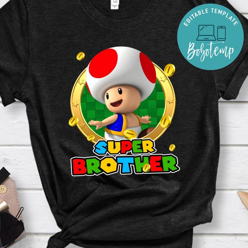 Toad Super Mario Bros Birthday PNG file template | Sportspartydesign