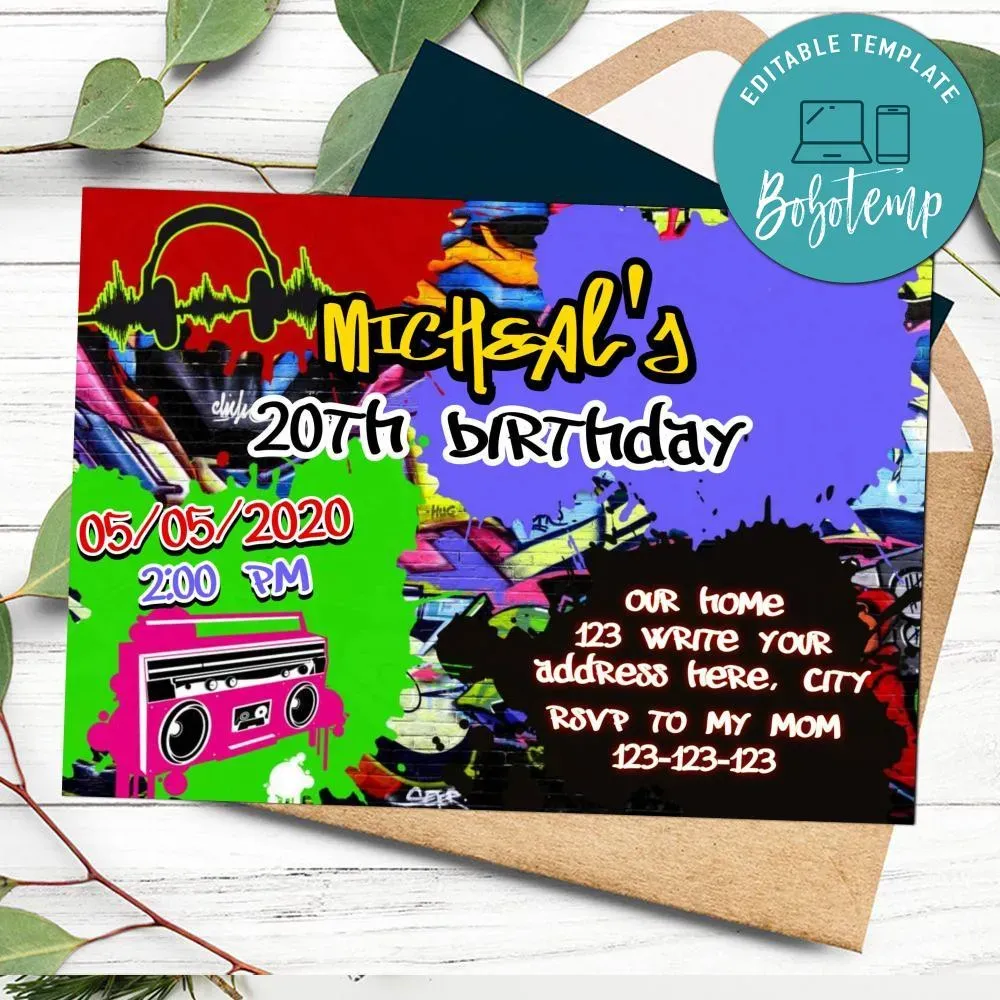 Ghetto Invitation Customizable Template DIY | Bobotemp