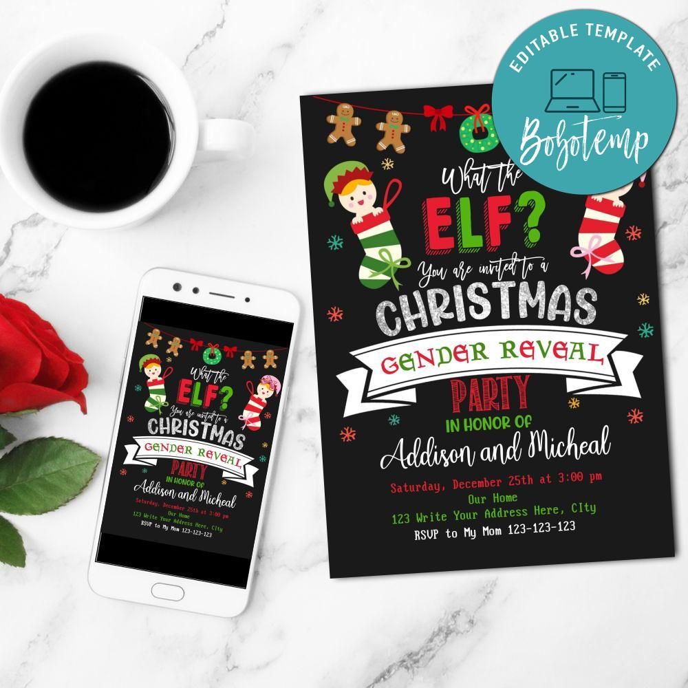 What the elf Invitation Customizable Instant Download | Bobotemp