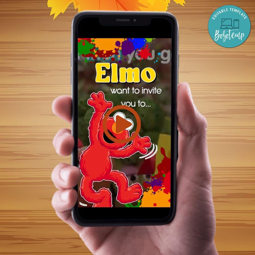 Elmo Video Invitation Digital Template Customizable DIY | Bobotemp