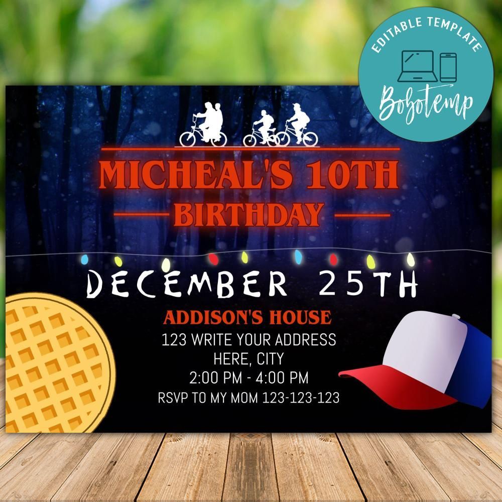 Printable Stranger Things Invitation Template Instant Download Bobotemp