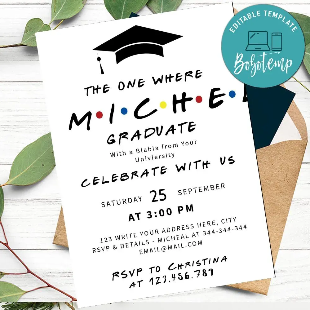 Graduation Announcement Wording Card to Print Instant Download | Bobotemp