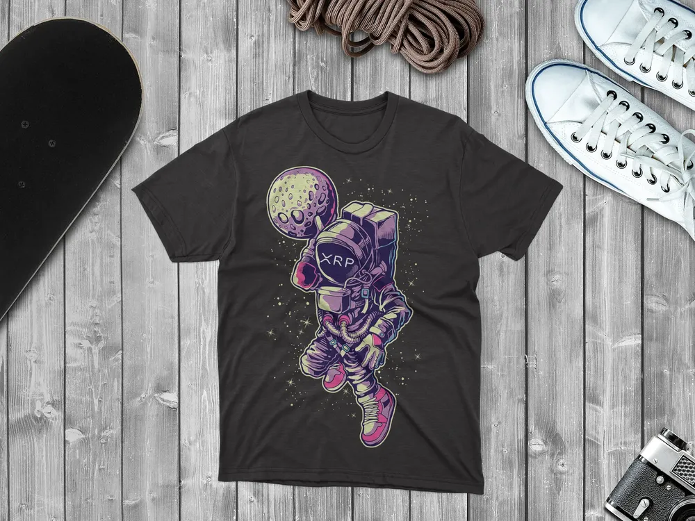 Ripple XRP Logo Astronaut reaching for the Moon Shirt Design | Bobotemp