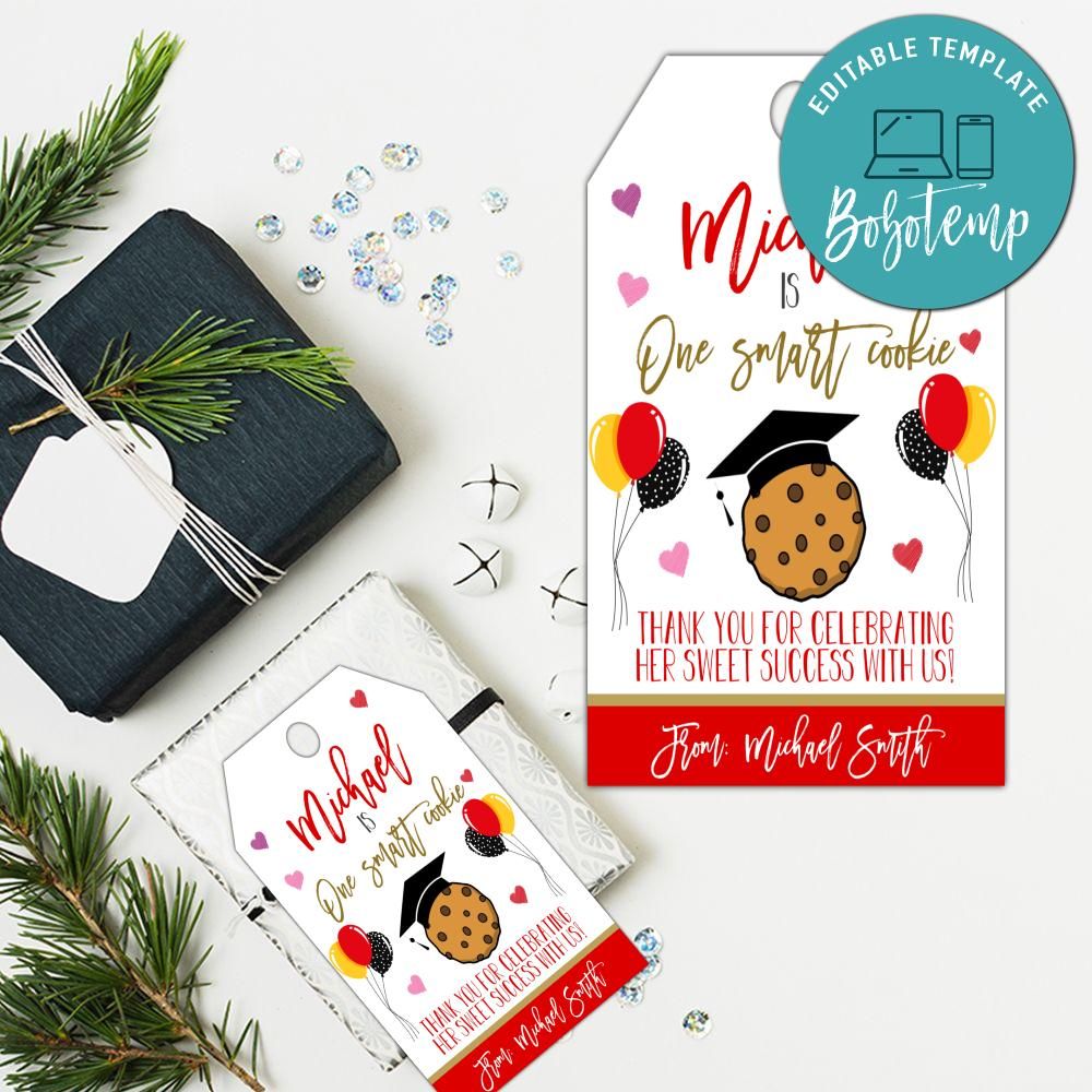 One Smart Cookie Graduation Favor Tag to Print at Home DIY | Bobotemp