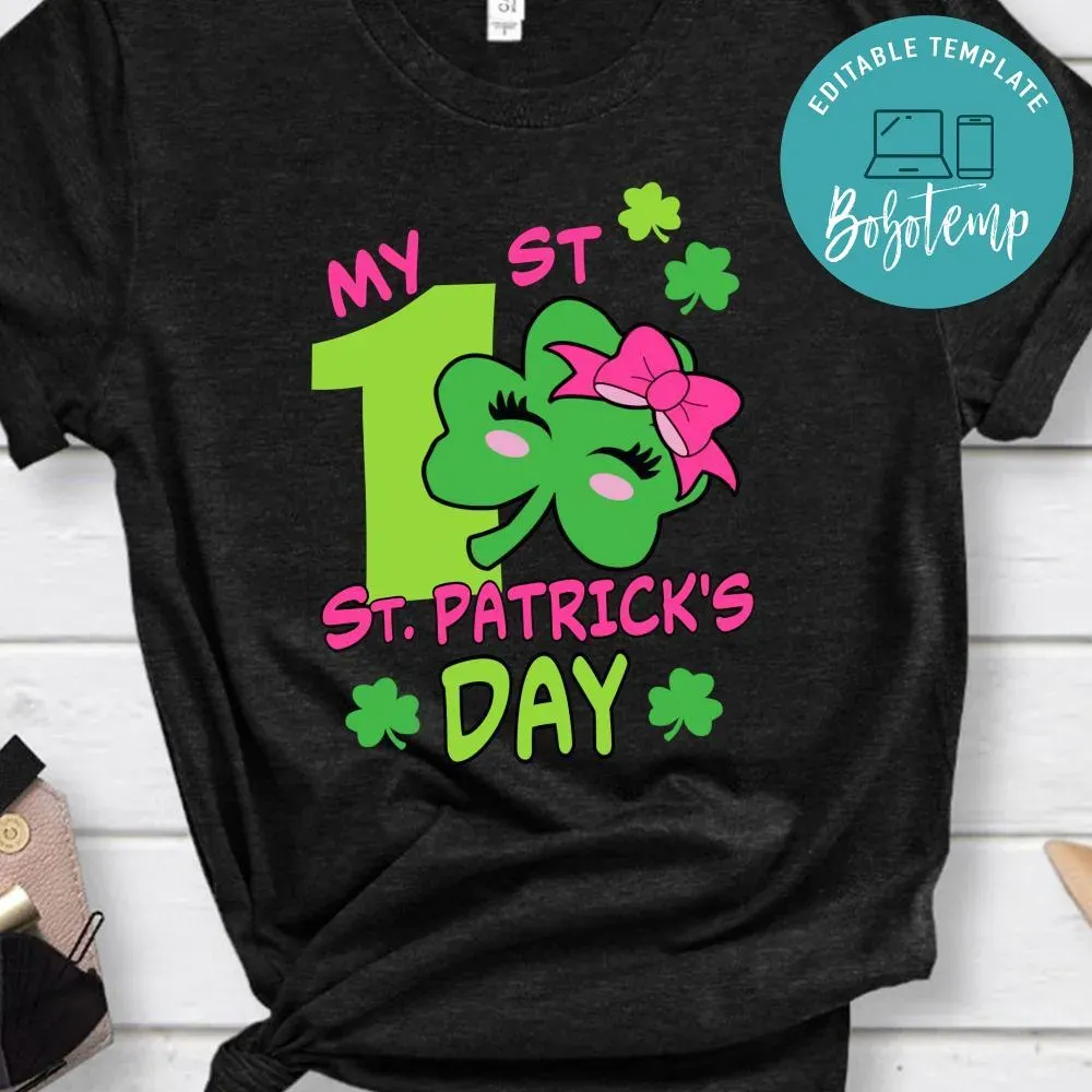 My 1st Birthday St. Patrick's Day T-Shirt for Girl | Bobotemp