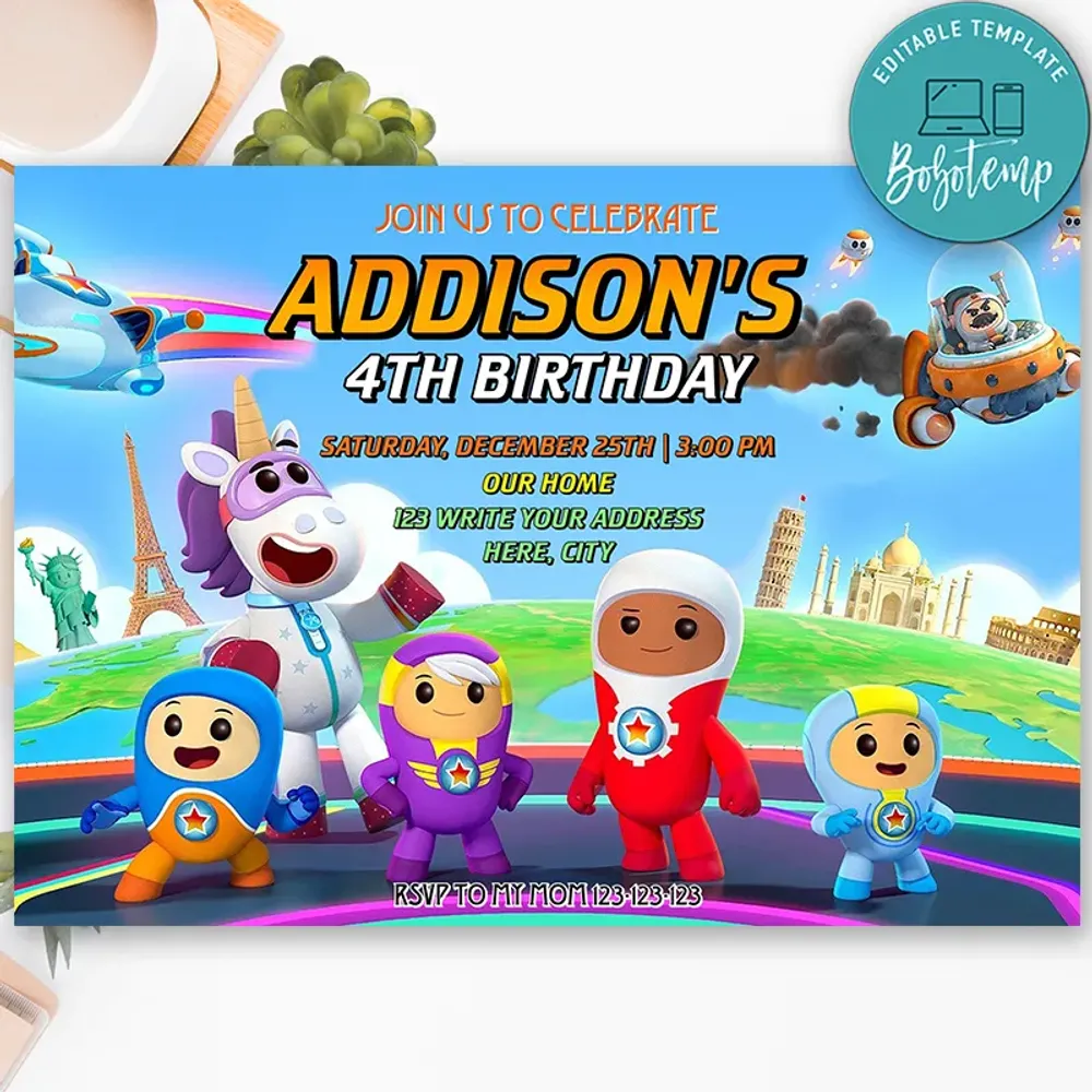 Editable Go Jetters Birthday Invitation Instant Download | Bobotemp