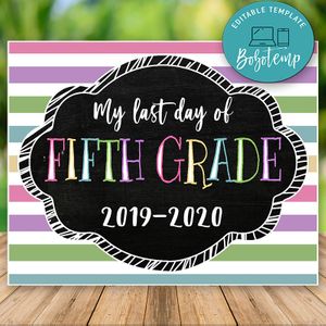 Editable My Last Day of Pre-k4 Chalkboard Sign Instant Download | Bobotemp