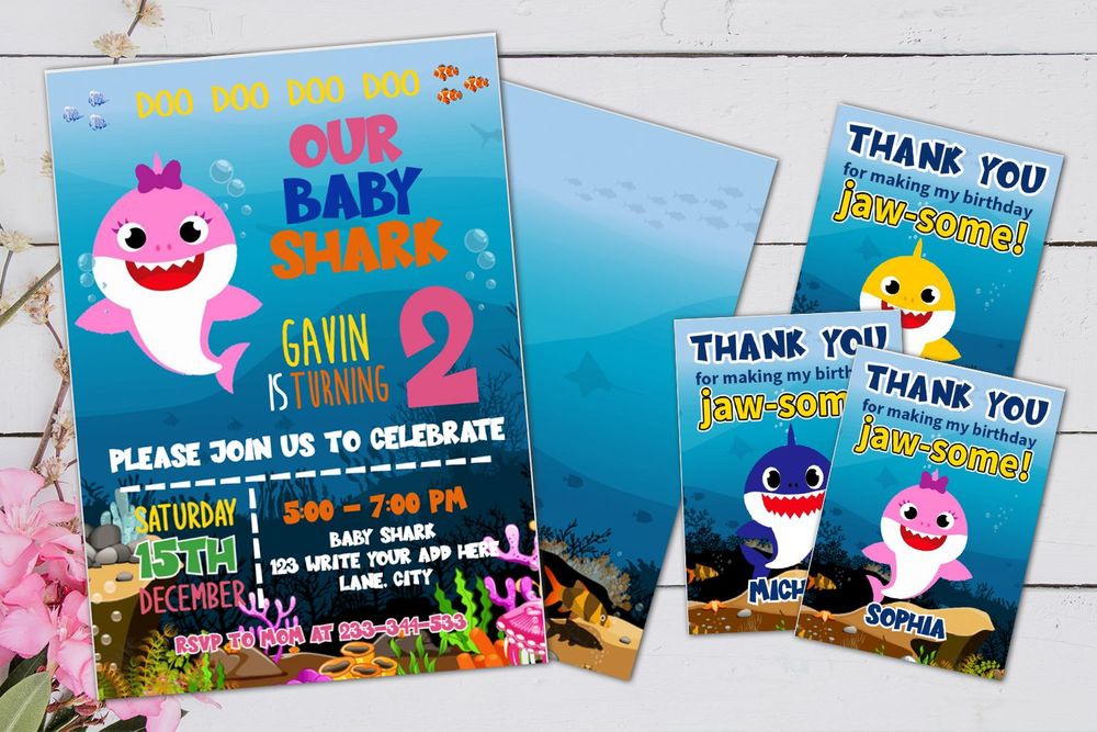 Baby Shark Birthday invitation Baby Shark Baby Shower Invite | Bobotemp