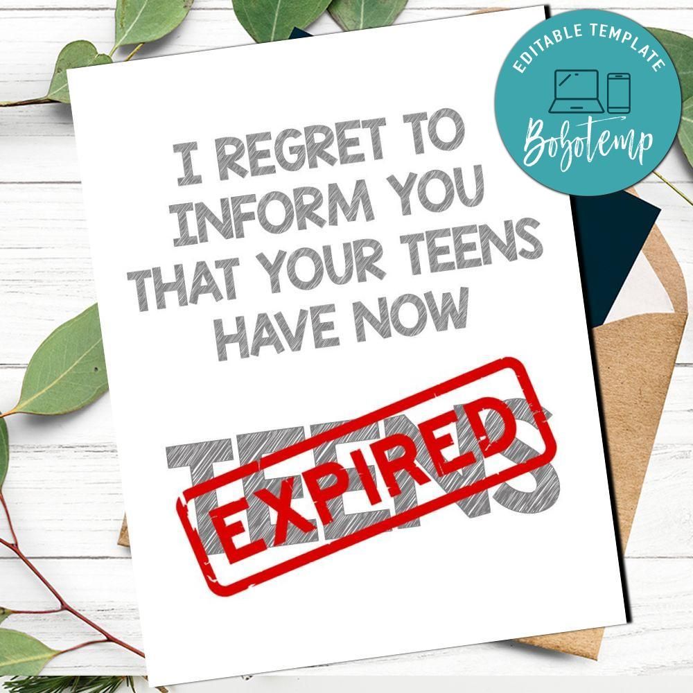 Funny 20th Birthday Card Template To Print At Home DIY Bobotemp