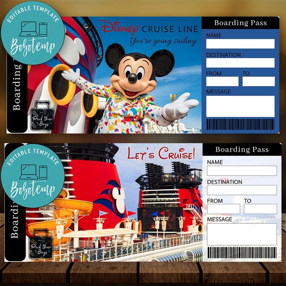 Editable DISNEY CRUISE Surprise Trip Tickets Instant Download