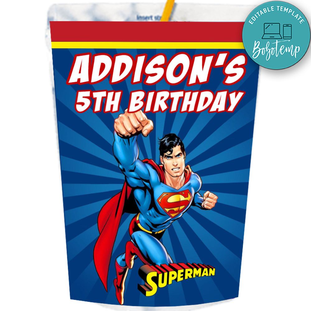 Superman Capri Sun Labels Digital File Printable | Bobotemp