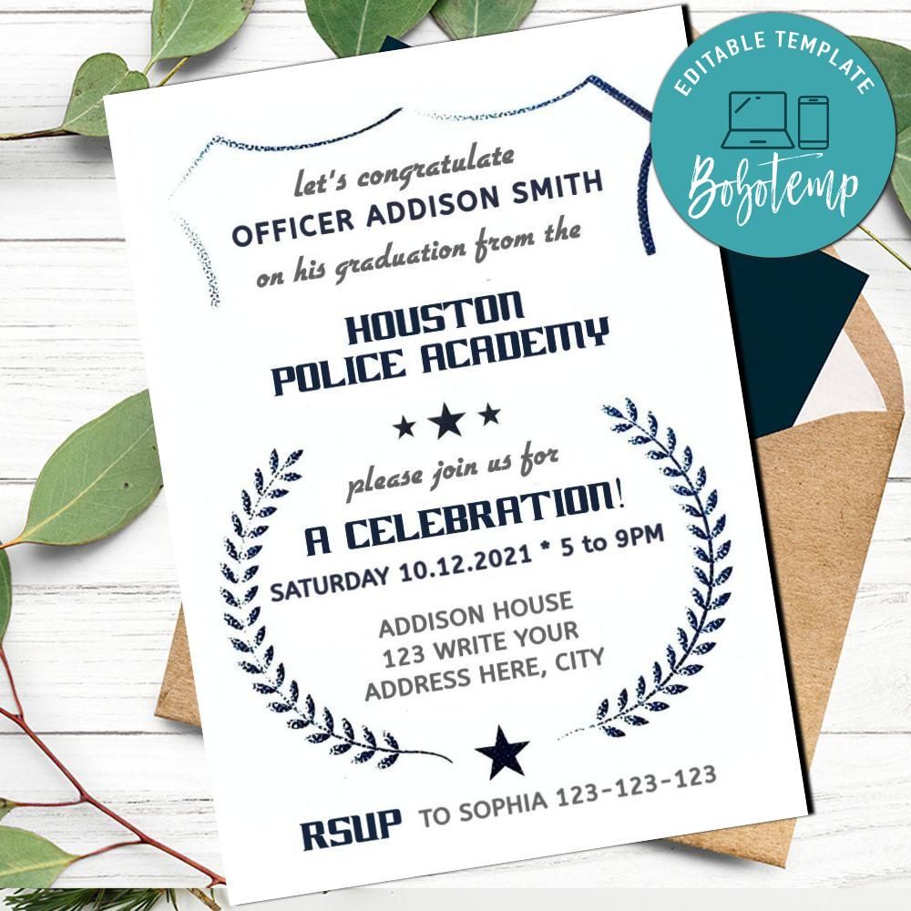 Police Academy Graduation Invitation Templates