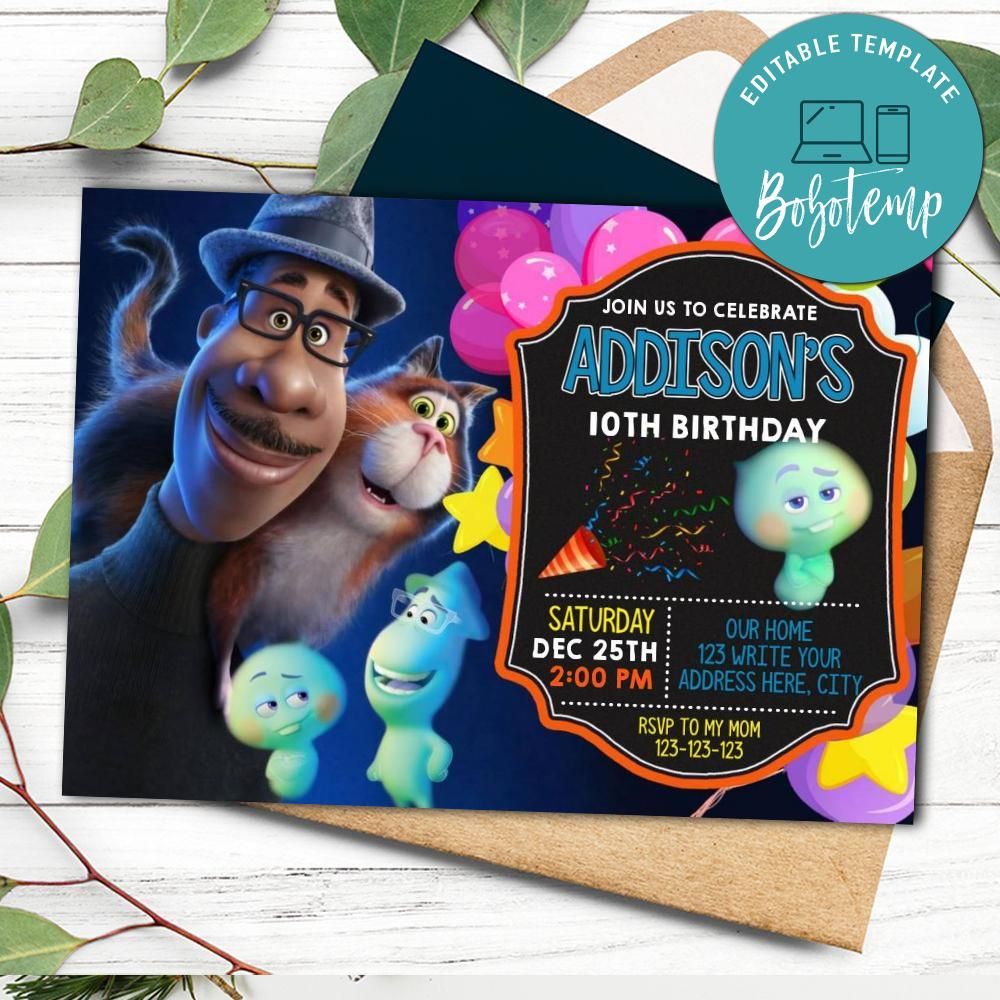 Soul disney pixar Invitation Template to Print at Home | Bobotemp