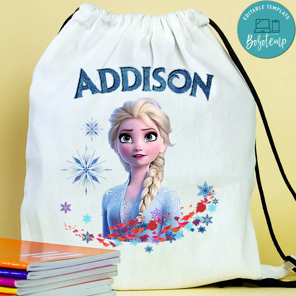 Personalised Frozen Elsa Drawstring Bag | Bobotemp