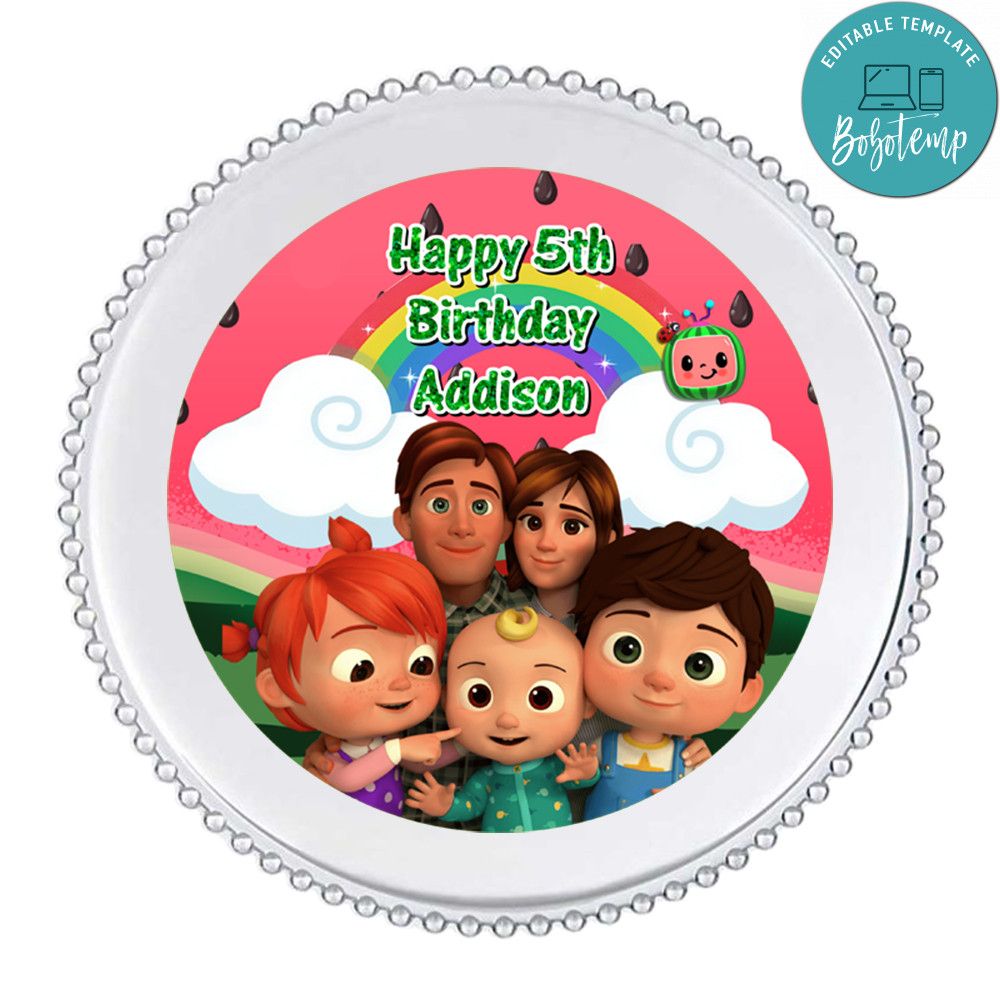 Cocomelon Charger Plate Label Template DIY | Bobotemp