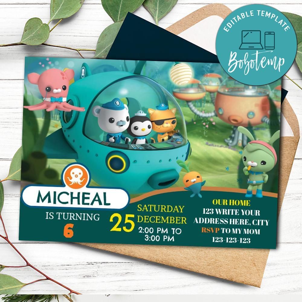 Editable Octonauts Birthday Invitation Instant Download Createpartylabels
