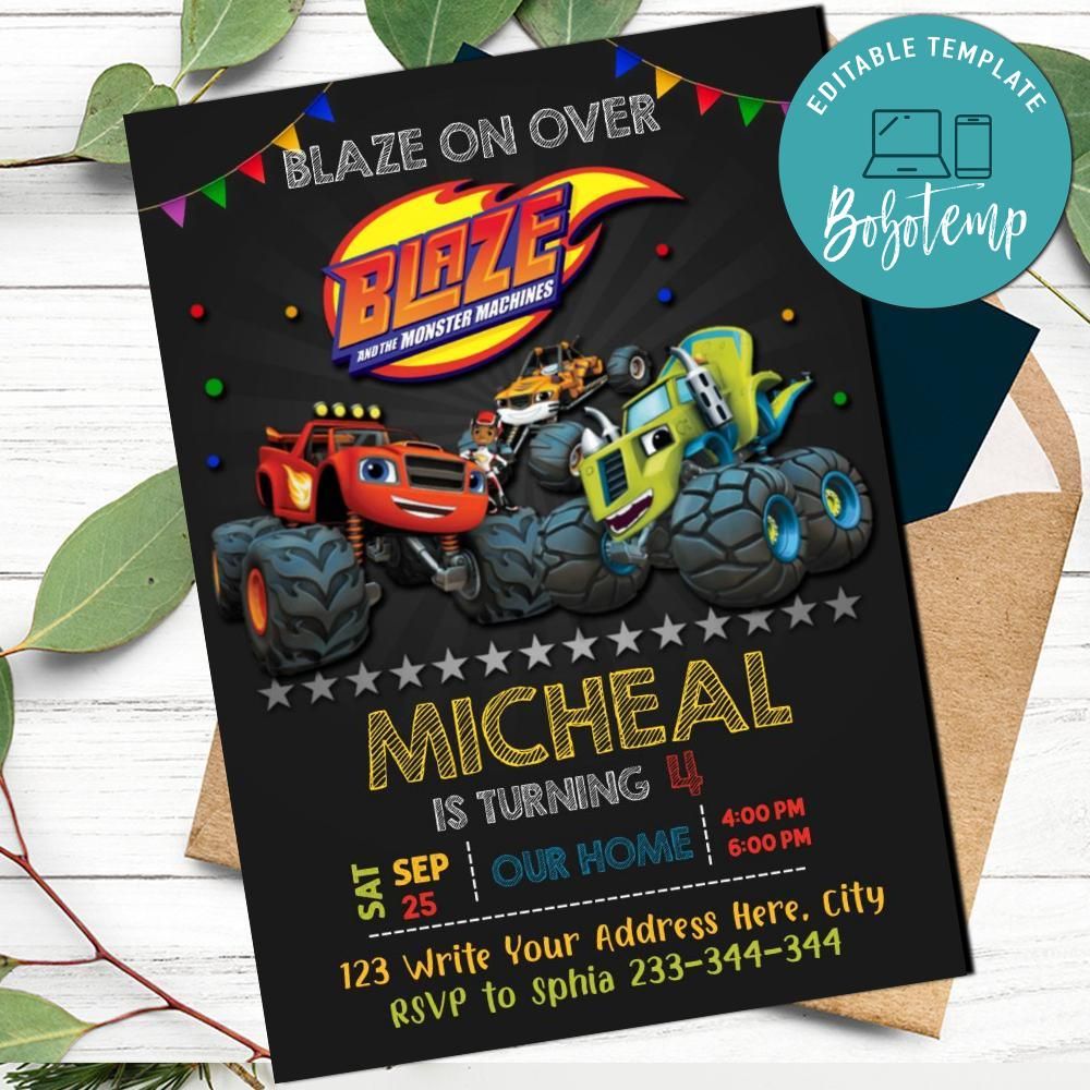 Blaze Invitation Customizable Template Instant Download | Bobotemp