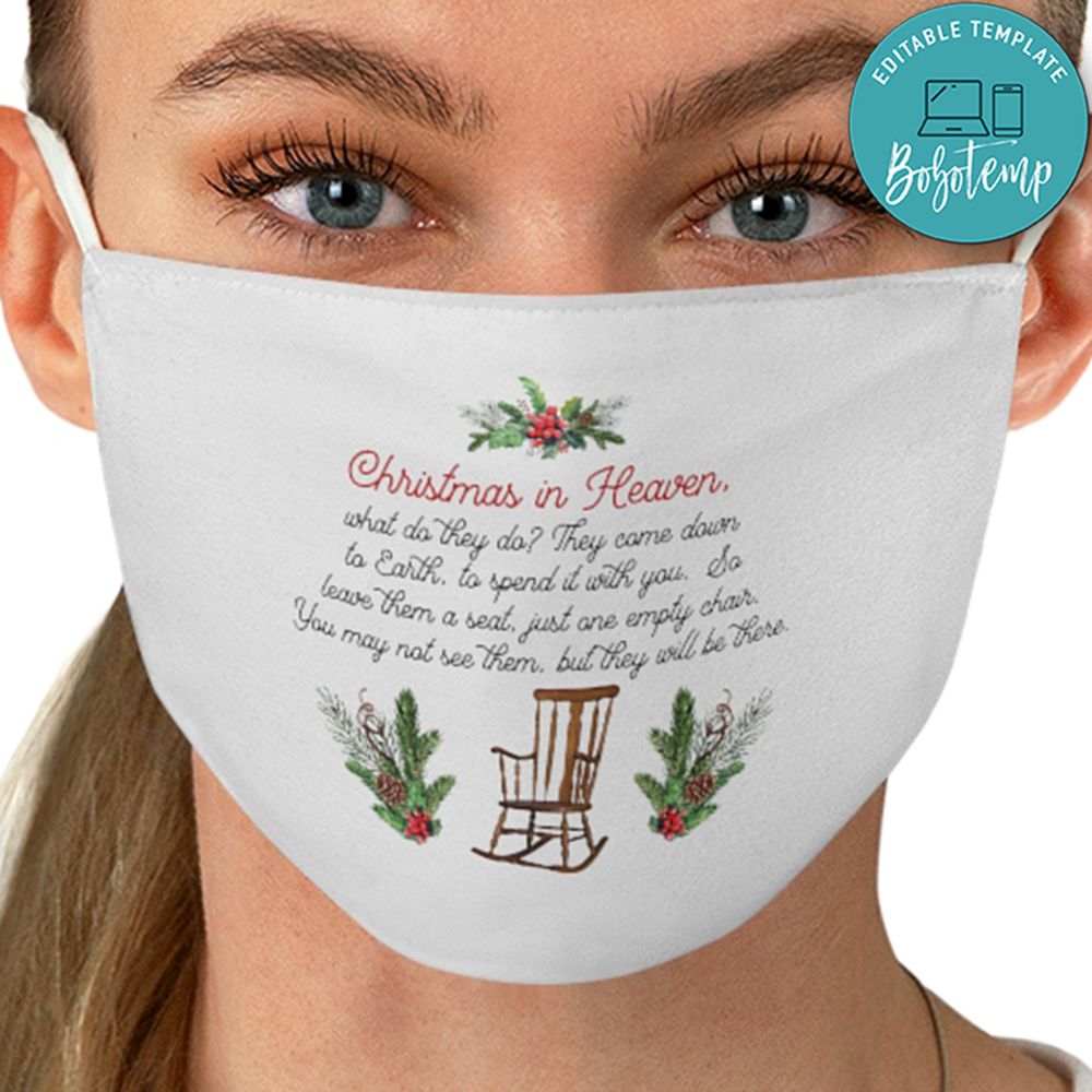 2020 Christmas in Heaven Memorial Grief Washable Face Mask | Bobotemp