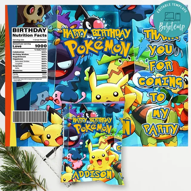 Pokemon Paper Bag Label Pokemon Digital Party Bag For Any Event Pokemon ...