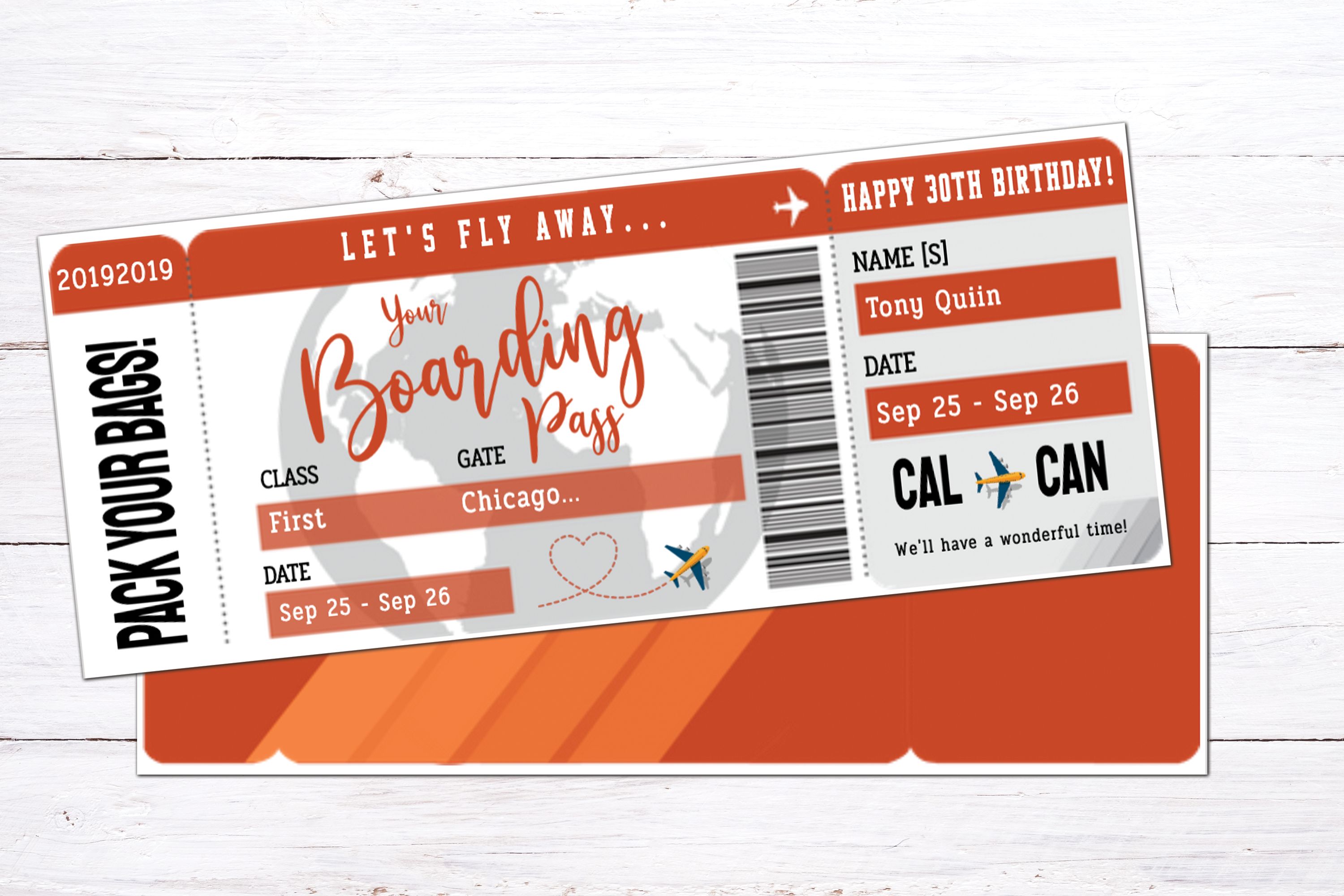 Boarding Pass Surprise Fake Airline Ticket Trip Gift Sunmily
