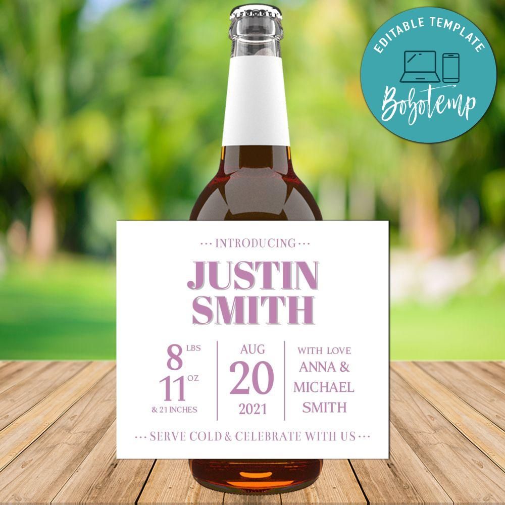 New Baby Pregnancy Announcement Beer Label Customizable | Bobotemp