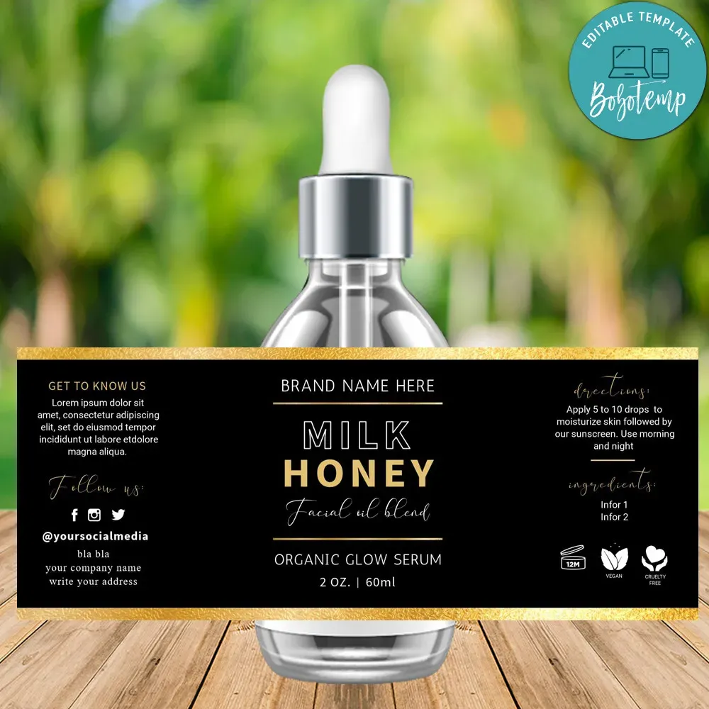 Gold Black Dropper Oil Theme Template Customizable Template DIY | Bobotemp