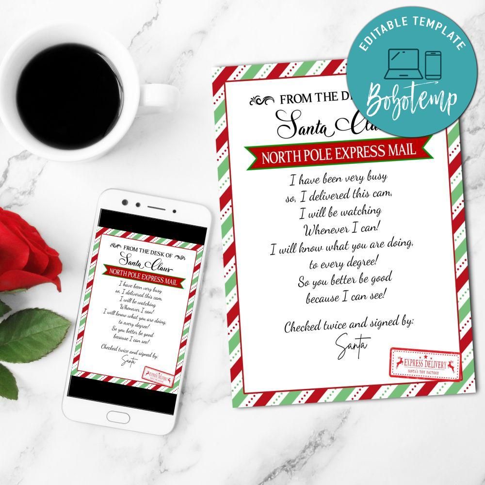 Santa Cam Letter Customizable Template DIY | Bobotemp