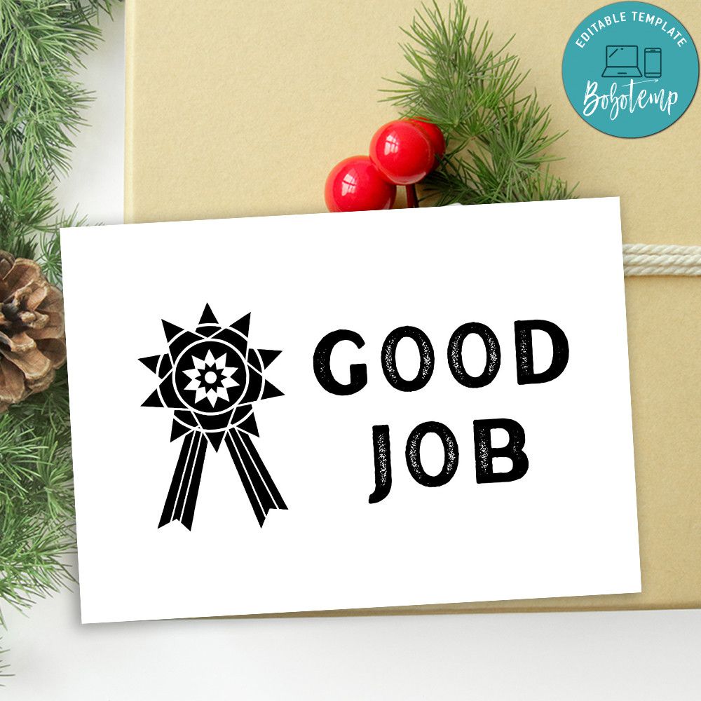 Good Job Card Customizable Template Instant Download | Bobotemp
