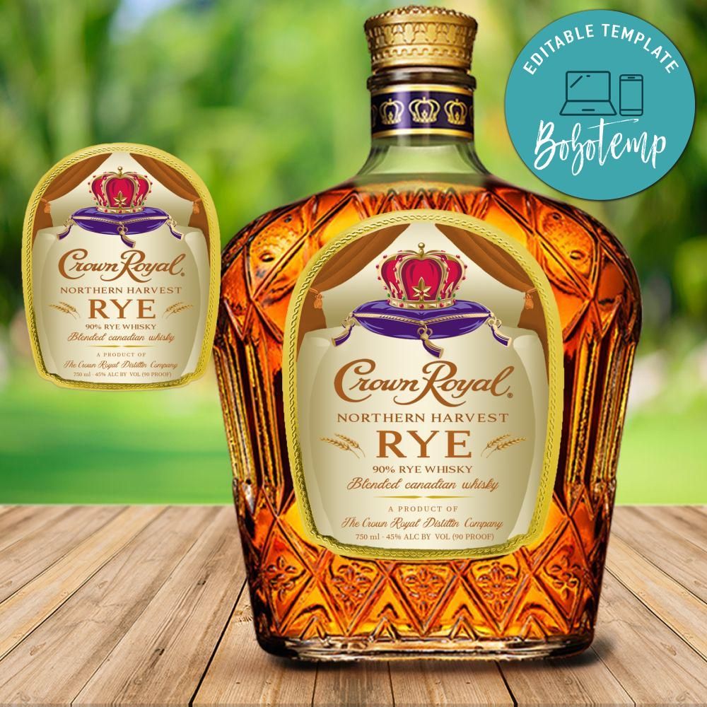 Crown Royal Rye label for birthday Customizable DIY | Bobotemp