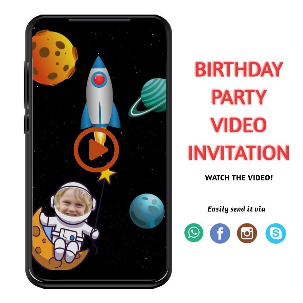 Two The Moon Video Invitation Digital Template Customizable DIY | Bobotemp
