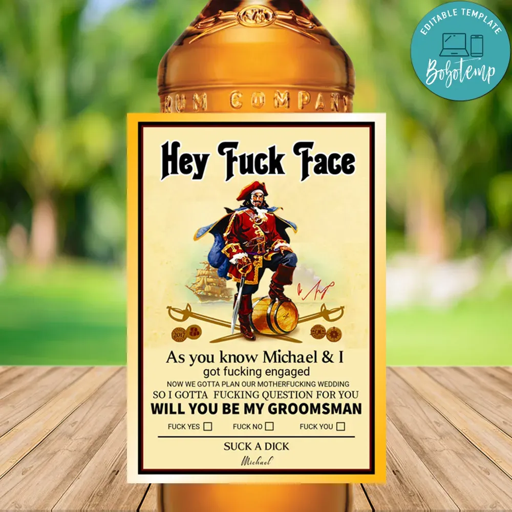 Captain Morgan Groomsmen Proposal Custom Liquor Label Template | Bobotemp