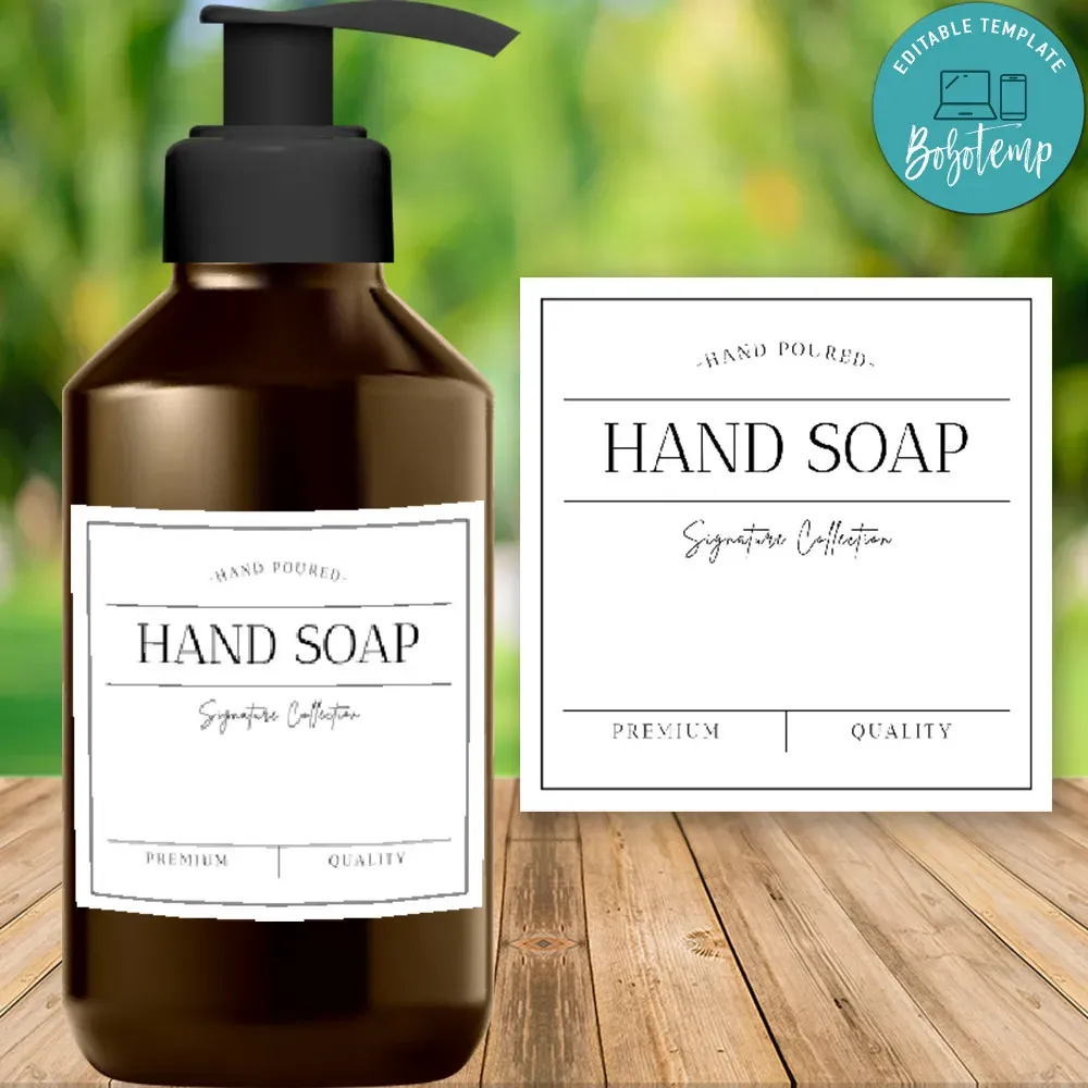 Hand Soap Label Customizable Template Instant Download | Bobotemp